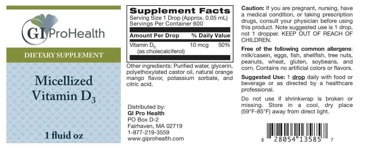 Micellized Vitamin D3 - GI ProHealth